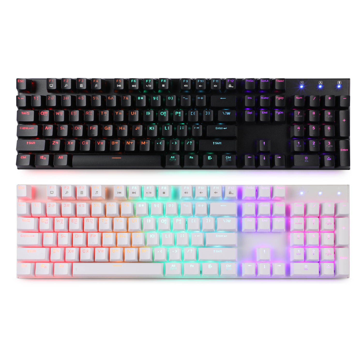 K640 한영 이중사출 기계식 레인보우 무빙 LED 게이밍 | ABKO